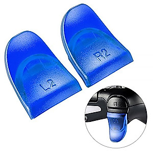 eXtremeRate Clear Blue 2 Pairs L2 R2 Buttons Extention Trigger for PS4 Controller, Game Improvement Adjusters Extenders for PS4 Controller JDM-030