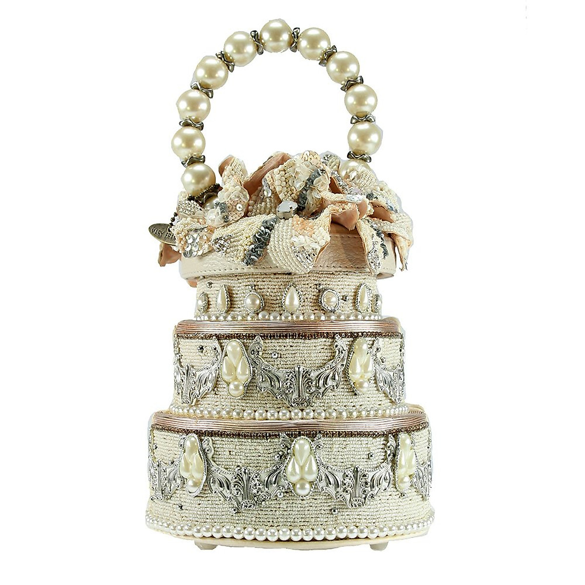 Mary Frances I Do Beaded Wedding Cake Top Handle Bridal Bag, Ivory