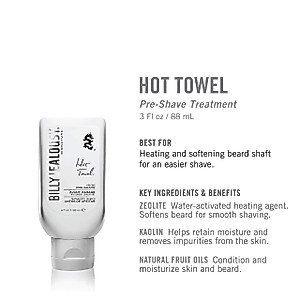 Billy Jealousy Hot Towel Heating Pre-Shave Treatment, Recreates Barbershop Experience for a Closer Shave, Pre Shave Cream for Men that Lifts Hair, Softens & Conditions, 3 Fl Oz