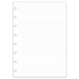 Junior Size Discbound Refill Paper - 8 Discs Discbound Paper, Lined Arc Paper Refill, 100gsm, Disc Paper Refill White Paper, 100 Sheets/200 Pages, 5.8 X 8.25 in