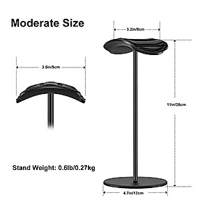 YUTAO Headphone Stand Aluminum, Headset Holder with Soft Leather Tray & Solid Base for Desk, Compatible with AirPods Max, Beats, Bose, B&O, Sony, Sennheiser, etc (Black)