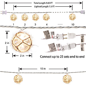 Nautical Fish Float String Lights Outdoor, Beach String Lights Set of 10 Clear G50 Ball Nautical Float Lights String for Room Wall Decor Outdoor Patio Decorations