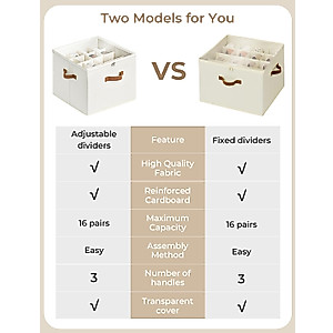 StorageWorks Shoe Organizer for Closet, Fabric Shoe Storage Bins with Clear Cover, Adjustable Dividers for Shoe Storage, Beige, 1-Pack, Shoe Cube Organizer Fits up to 16 Pairs