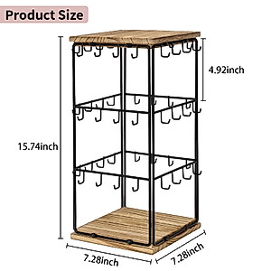 Yoimori Earring Holder Organizer,Earring Storage Organizer with Wood Base,48 Hooks Earring Rack for Women and Girls,Jewelry Organizer Stand for Displaying Ring,Earrings,Ear Stud,Bracelets