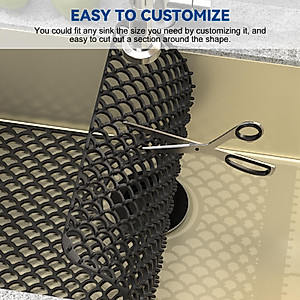 TOOVEM Silicone Sink Protectors for Kitchen Sink, 28'x 15 inches Kitchen Sink Mats for Bottom of Farmhouse Stainless Steel Porcelain Sink with Rear Drain, Black