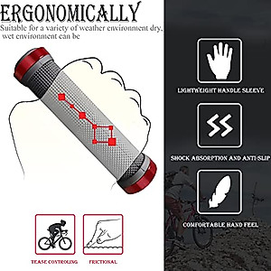 Bike Handlebar Grips, Non-Slip-Rubber Bicycle Handle Grip with Aluminum Lock, Bike Grip for Scooter Cruiser Tricycle Wheel Chair Mountain Road Urban Foldable Bike MTB BMX Beach Cruiser Scooter (Red)