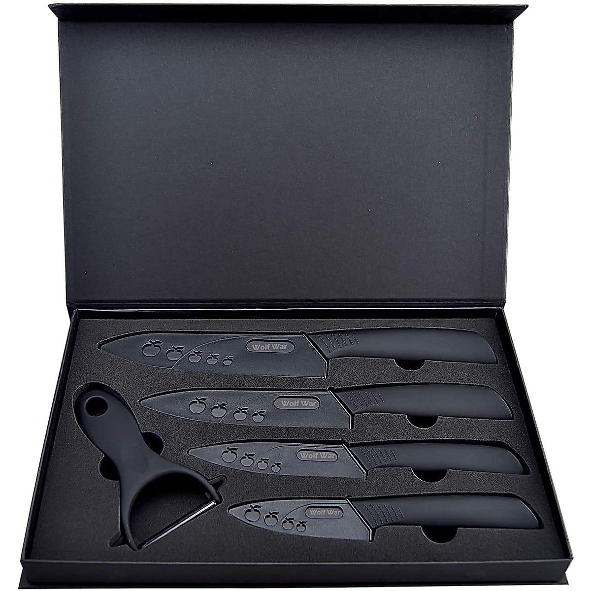 Kitchen Ceramic Knife Set Professional Knife With Sheaths, Super Sharp Rust Proof Stain Resistant (6" Chef Knife, 5" Utility Knife, 4" Fruit Knife, 3" Paring Knife, One Peeler)