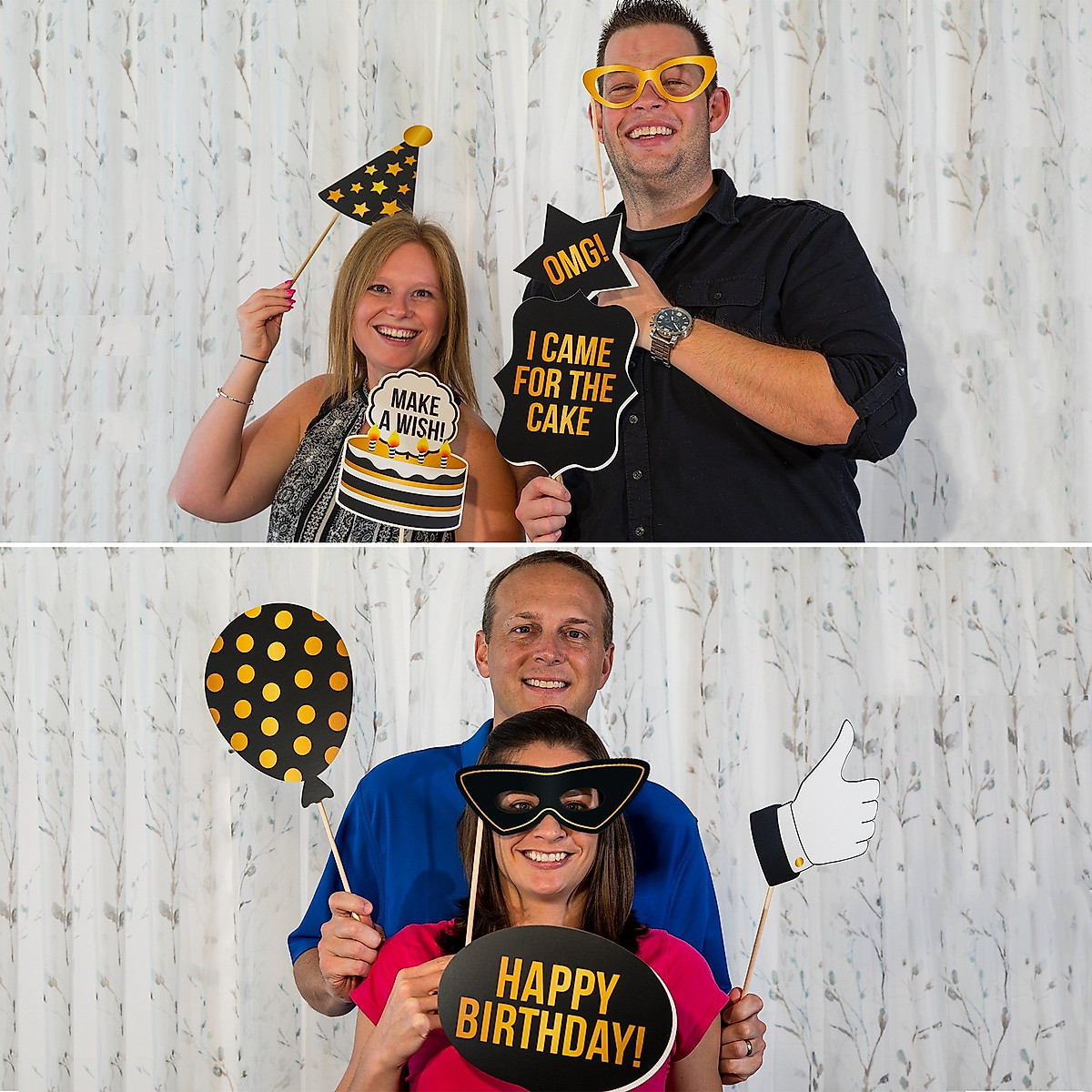 50th Birthday Photo Booth Props – Fabulous Fifty Party Decoration Supplies for Him &Her, Funny Fiftieth Bday Photobooth Backdrop Signs for Men and Women, Black and Gold Décor Ideas – 34 Pieces