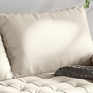 SILKIR 3-Person Sofa Couch for Living Room | Perfect for: Apartment/Studio/Office & Small Space | Poly Fabric | Fast and Easy Assembly Modern Contemporary Mid-Century, Faux Leather, White