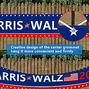 Probsin Harris Walz 2024 Banner 120" x 20" Support Kamala Harris Tim Walz for President VP Banner Yard Sign Party Supplies Photo Backdrop Poster Hanging Outdoor Gate Decor Fence Door Indoor Wall
