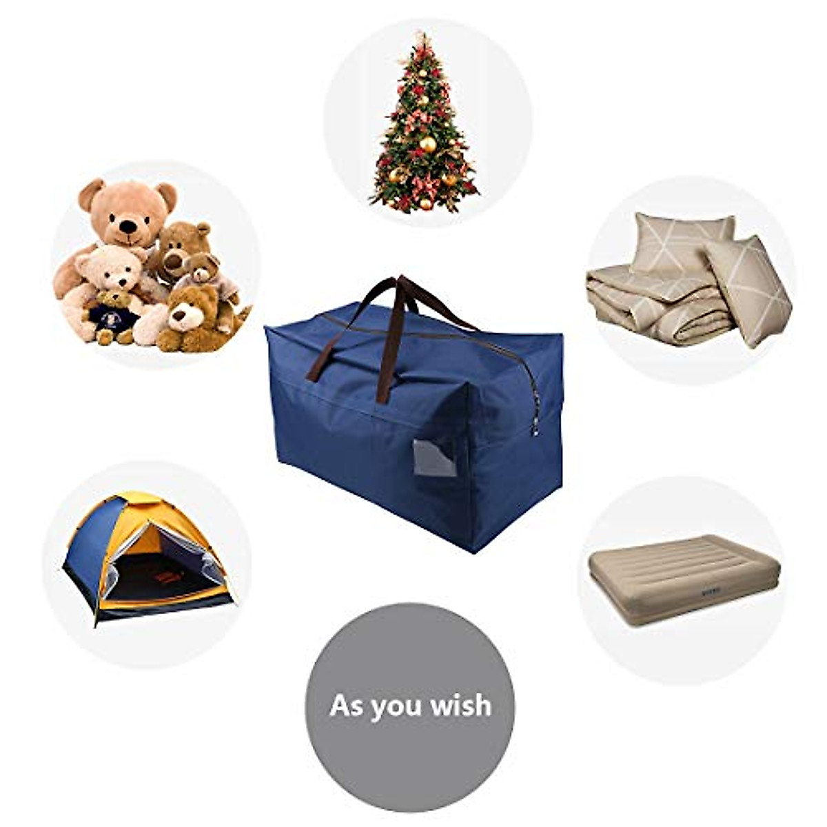 AMJ 100L Large Storage Bag for Comforters, Blankets, Clothes, Quilts and Towels, Better and Sturdy Organizer Bag, Thick Ultra Size Under Bed Storage, Moisture Proof, Blue