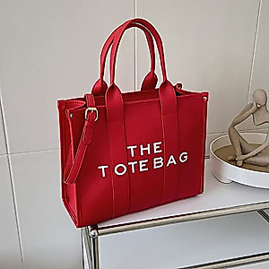 JQAliMOVV The Tote Bags for Women - Large PU Leather Tote Bag Trendy Travel Tote Bag Handbag Top-Handle Shoulder Crossbody Bags (Red)