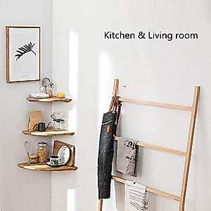 Corner Shelf, 7inch Solid Oak Wood Floating Corner Shelf Wall Mount Round End Floating Speaker Shelf Display Shelf for Small Plant Photo Frame,Storage for Bedroom Kitchen,Living Room,Office