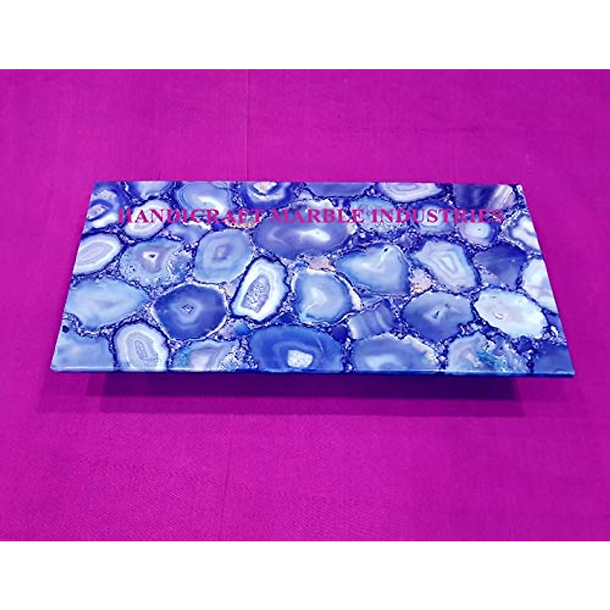 Blue Agate Table Top/Back splash, 24 x 18 Inch, Customize Size, Counter Top Blue Agate Rectangle Table, Rectangular Agate Table