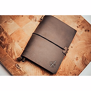 Wanderings Leather Pocket Notebook - Small, Refillable Travelers Journal - Passport Size, Perfect for Writing, Gifts, Travelers, Professionals, as a Diary or Pocket Journal. Small Size - 5.1 x 4 inches