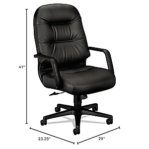 HON 2091SR11T 2090 Pillow-Soft Series Executive Leather High-Back Swivel/Tilt Chair, Black