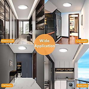 CHARYJOD LED Flush Mount Ceiling Light, 9inch Low Profile LED Ceiling Light,18W 5000K Ultra Thin Round Ceiling Light Fixture for Kitchen Bedroom Hallway Garage Laundry Stairwell Basement Closet White