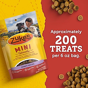 Zuke’s Mini Naturals Soft And Chewy Dog Treats For Training Pouch, Natural Treat Bites With Rabbit Recipe - 16.0 OZ Bag