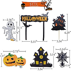 Halloween Party Supplies Cake Toppers, 25PCS Halloween Cupcake Picks Set, Haunted House Cake Decor with Pumpkin Ghost and Skull, Bake Dessert Favors for Halloween Kids Decorations Gift