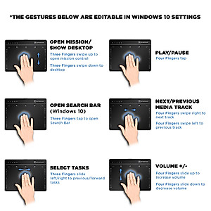 KEYMECHER Mano Multi-Gesture Wired Trackpad for Windows 7 and Windows 10, USB Slim Touchpad Mouse for Computer, Notebook, PC, and Laptop (Aluminum Black, Support Windows Precision Touchpad)