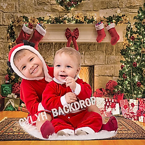 CYLYH 10x8ft Christmas Photography Backdrops Child Christmas Fireplace Decoration Background for PhotoChristmas Party Background D087