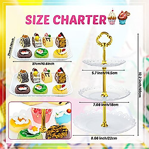 7 Pcs Cupcake Stands Dessert Plates Set 4 Pcs 3 Tire Round Cupcake Stands Cake Fruit Display Tower and 3 Pcs Plastic Rectangle Dessert Trays Candy Server for Wedding Birthday Baby Shower Tea Party