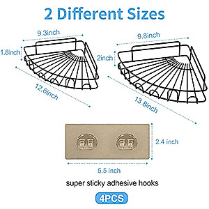 MRINDA 2 PACK Shower Organizer Caddy Hanging Dorm Organizers And Storage Shower Shelf Rack with 8 Traceless Adhesive Hooks