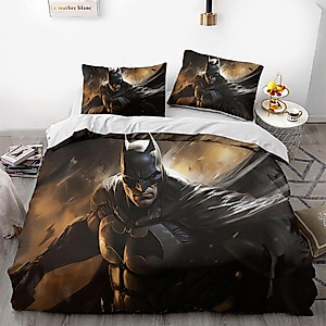 MattUi Kids Boy 3D Printed Bat Animal Bedding Soft Microfiber Quilt Sheet Set, Double Teen Bedroom Decor 1 Duvet Cover 2 Pillow Cases (1,Twin 68x86in + 20x30in)
