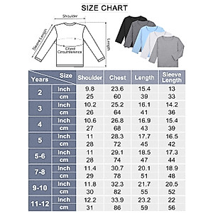 Cooraby 5 Pack Toddler Kids Long Sleeve T-Shirt Crewneck Tees Soft T-Shirt for Boys