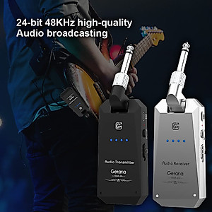 Getaria 5.8GHz Wireless Guitar System Wireless Guitar Transmitter Receiver Set 4 Channels for Electric Guitar Bass