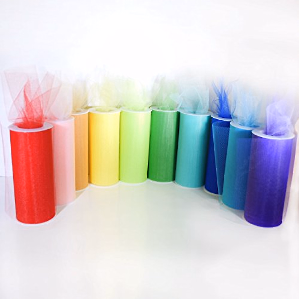 Craft and Party 10 Colors Tulle Assortment, Tulle Rolls Tulle Netting Rolls Tulle Fabric Spool Ribbon, 6" x 25" Yards/roll.