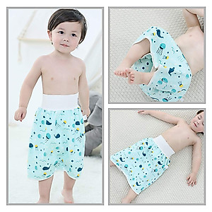 Toddler Waterproof Training Pants Cloth Diaper Skirts for Baby Boy Girl Night Time Sleeping Bed Clothes for Potty Training… (Blue)