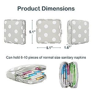 Desing Wish Sanitary Pad Storage Bag Portable Period Bag for Teen Pads/Sanitary Napkins/Small Tampons, Sanitary Napkin Storage Bag First Period Gifts for Teen Girls School (Grey Dot)