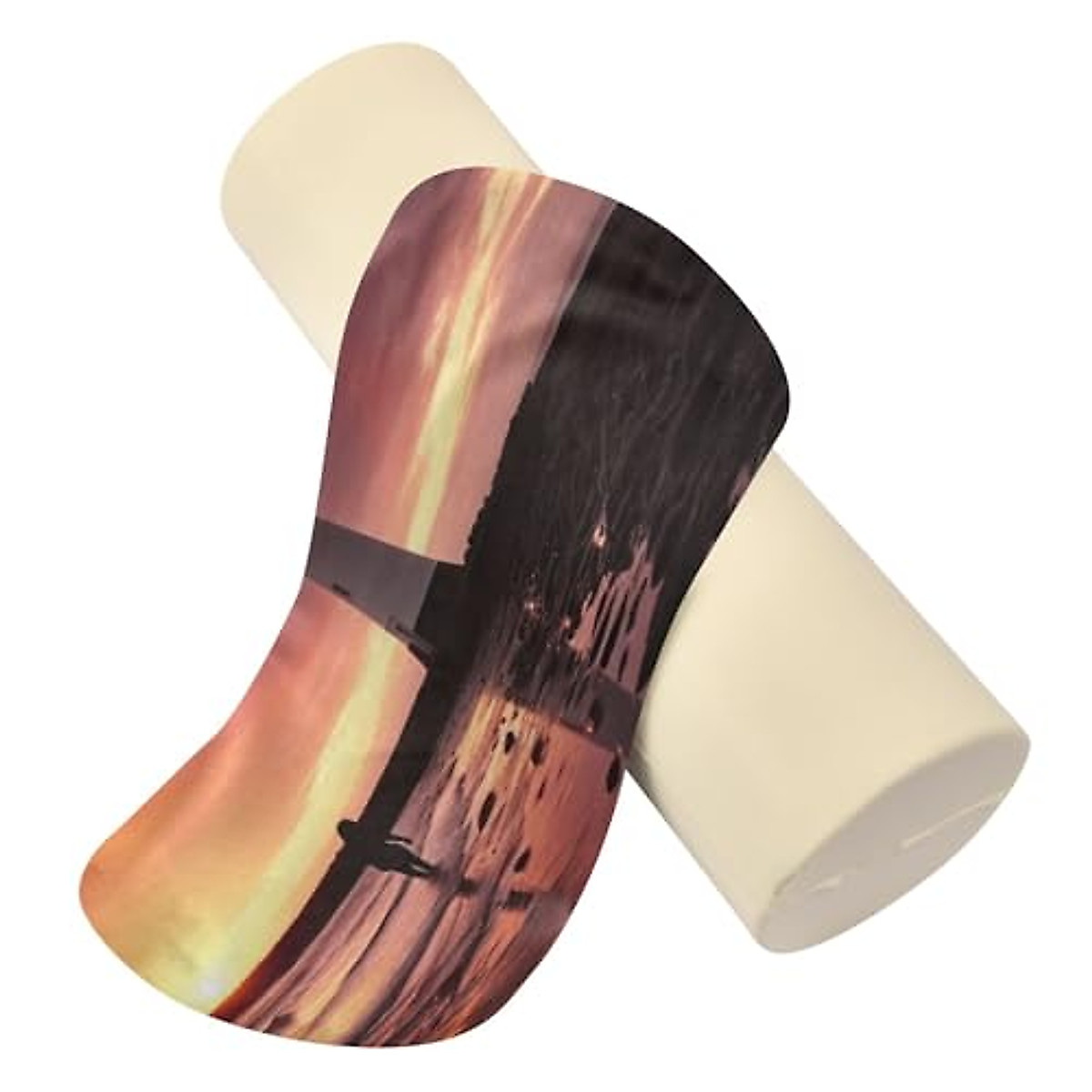 xigua Lighthouse Neck Roll Pillow for Neck Relief with Removable Washable Cover - Memory Foam Round Cylinder Bolster, Ergonomically Designed for Head, Neck, Back, and Legs