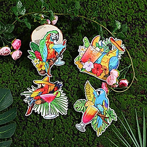 4 Pieces Margarita Parrot Magnets Tropical Drink Cruise Door Decorations Drinking Parrot Cruise Door Magnets for Carnival Cruise Refrigerator Door (Wine Glass Theme)