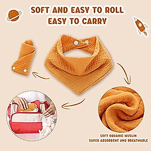 AIXMEET 10 Pack Muslin Baby Bibs, Absorbent Baby Bandana Drool Bibs, Solid Colors Set for Teething and Drooling, Stylish Unisex Bibs, Soft Teething Bibs for Infants, Easy to wash, easy to put on