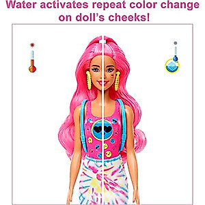 Barbie Color Reveal Doll & Accessories For 3 years and up Neon Tie-Dye Series, 7 Surprises, 1 Barbie Doll (Styles May Vary)