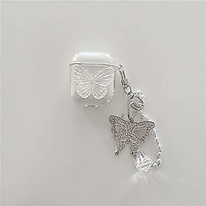 Fycyko Compatible for AirPods Case with Girls Cute Clear Glitter Butterfly Design Smooth Soft TPU Cover Case for Airpods 2 &1,Cute for Airpods-(Butterfly)