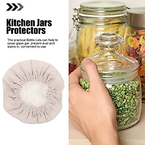 Reusable Cloth Jar Covers Mason Jar Lids Elastic Protective Caps Fits Multiple Jar Sizes Household Kitchen Use