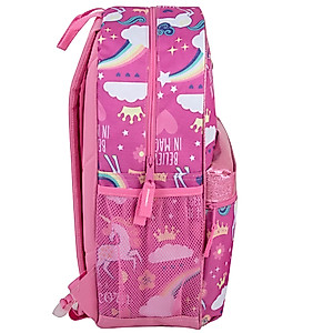 Trail maker Girls 6 in 1 Backpack and Lunch Box Set for School with Pencil Case, Water Bottle, Fidget Keychain Attached for Kids (Magic & Unicorns)
