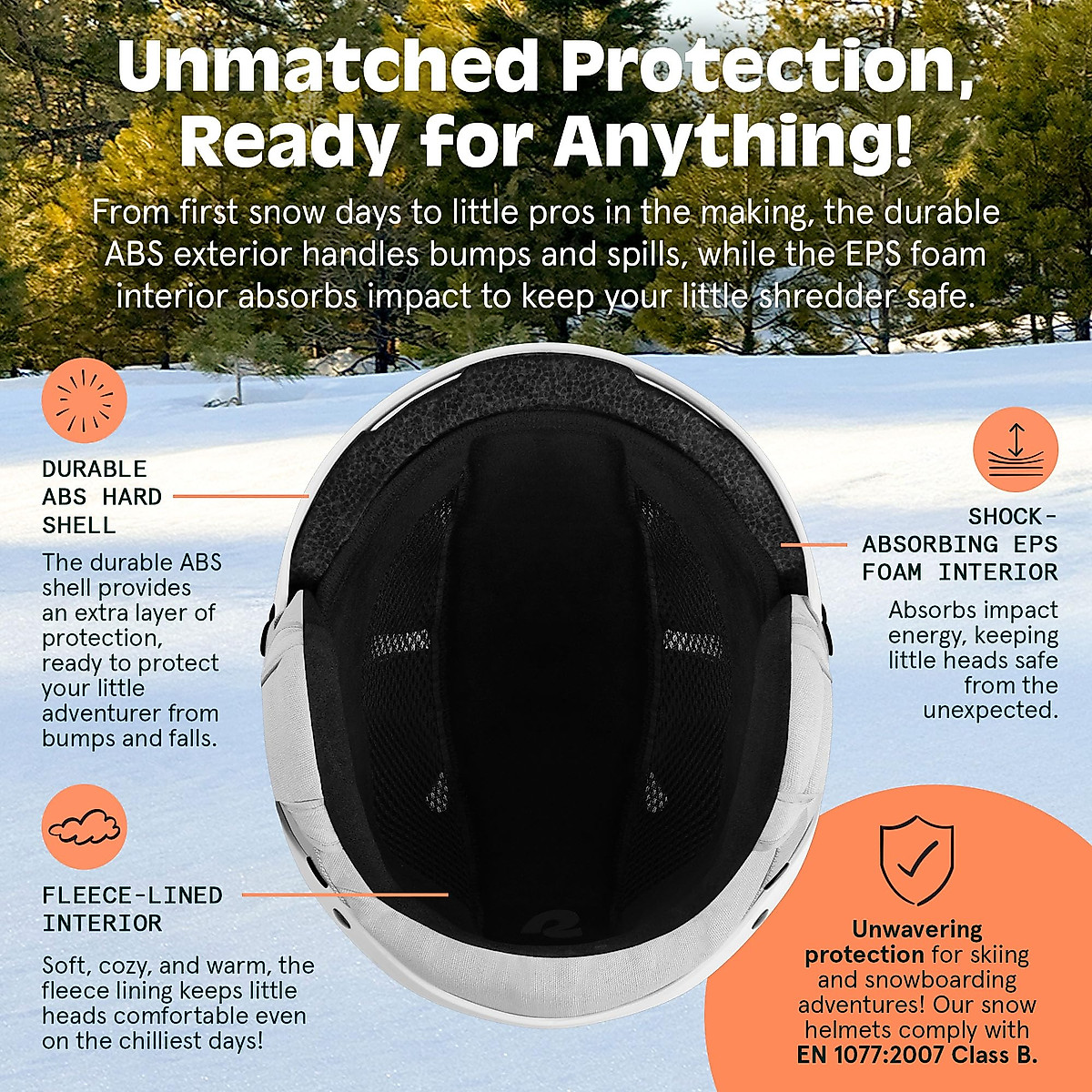 Retrospec Comstock Youth Ski & Snowboard Helmet for Kids - Durable ABS Shell, Protective EPS Foam & Cooling Vents - Adjustable Fit for Boys & Girls - Matte White, 48-51cm X-Small