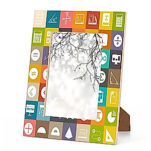 Yzrwebo Math Tools 5x7 Picture Frame Math Symbols Wood Photo Frames High Transparent Horizontal and Vertical Tabletop Display or Wall Mounting for Family Home Gallery Office