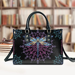 64HYDRO Hippie Mandala Dragonfly, Dragonfly Lovers Purses for Women, Shoulder Bag, Handbags for Women, Valentines Day Gifts for Her, Gifts for Sisters, Daughter, Mom, Friends - Travel Work Leather Bag