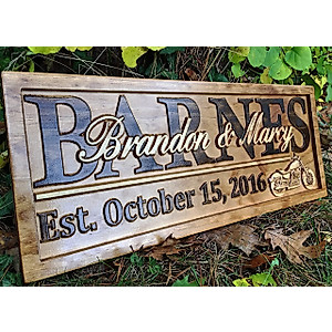 Personalized Motorcycle Gifts Motorcycle Wedding Sign Harley Davidson Sign Personalized Couples Gift Wood Family Name Custom Last Name Sign