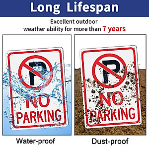 (2 Pack) No Parking Sign with Symbol Sign, 10 x 7 Inches Reflective .40 Rust Free Aluminum, UV Protected, Weather Resistant, Waterproof, Durable Ink, Easy to Mount