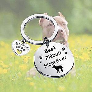 FUSTMW Dog Owner Gifts Best Pitbull Mom Ever Keychain Dog Lover Gifts Paw Print Jewelry Pet Owner Rescue Gift (best pitbull mom)