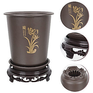 YARNOW 2 Sets Dried Arrangements Indoor Bonsai Planting Planter Plastic Stand Bucket Flowerpots Store High Base of Storage and Decorative Display Saucers Flower Flowerpot Floral Drainage