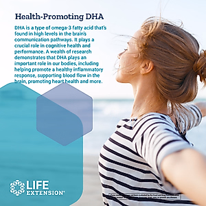 Life Extension Vegetarian DHA - Algae Plant based Omega3 Fatty Acid DHA Supplements for Eye, Brain & Heart Health Support for Adult and Kids - Gluten-Free, Vegetarian, Non-GMO - 30 Softgels