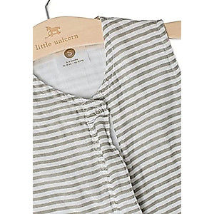 Little Unicorn – Grey Stripe Cotton Muslin Sleep Bag | 100% Cotton | Super Soft and Lightweight | Baby | Size Medium: 6-12 Months | Machine Washable | 1.1 TOG