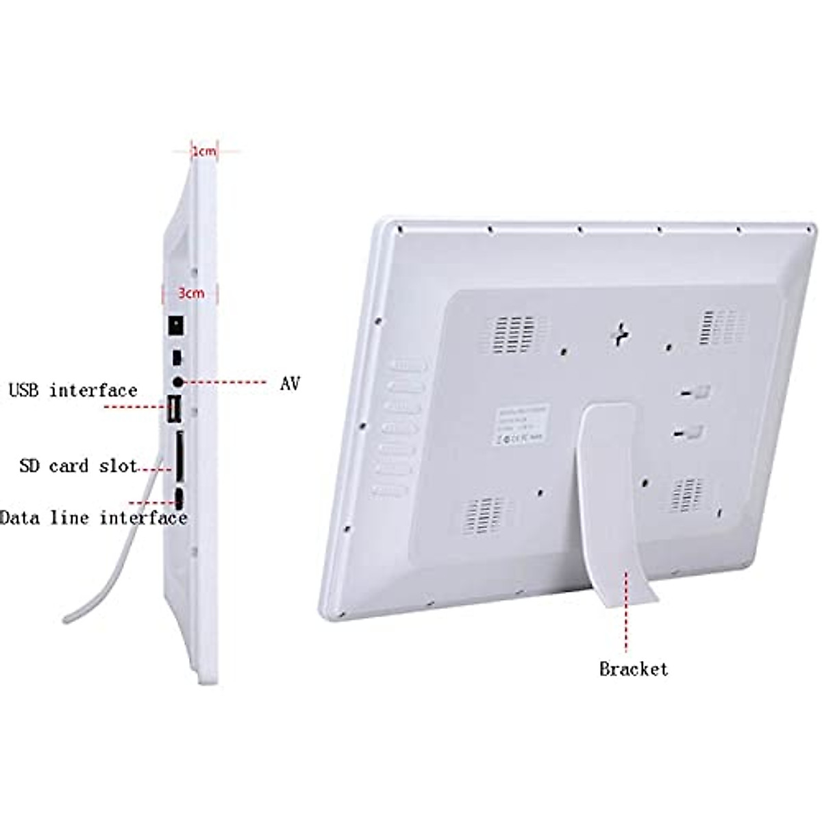 High-Definition Digital Photo Frame 17-inch Electronic Photo Album mall Video Player Advertising Player Supports 1080P Video Playback (Color : White)